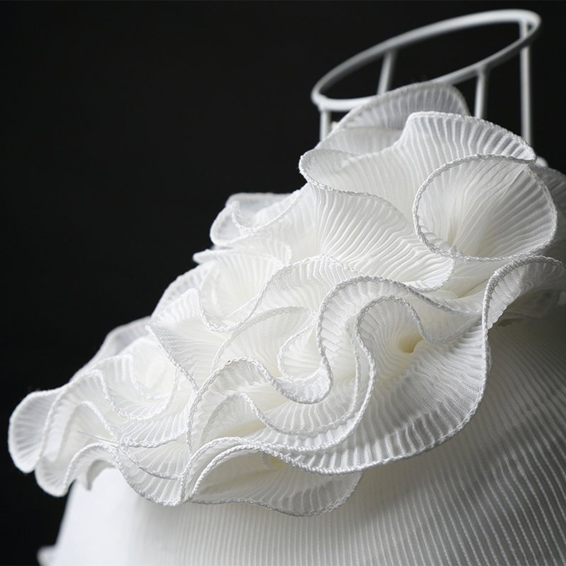 Pleated Wave Flounce Lace Fabric Black / White 1 Meter - Etsy