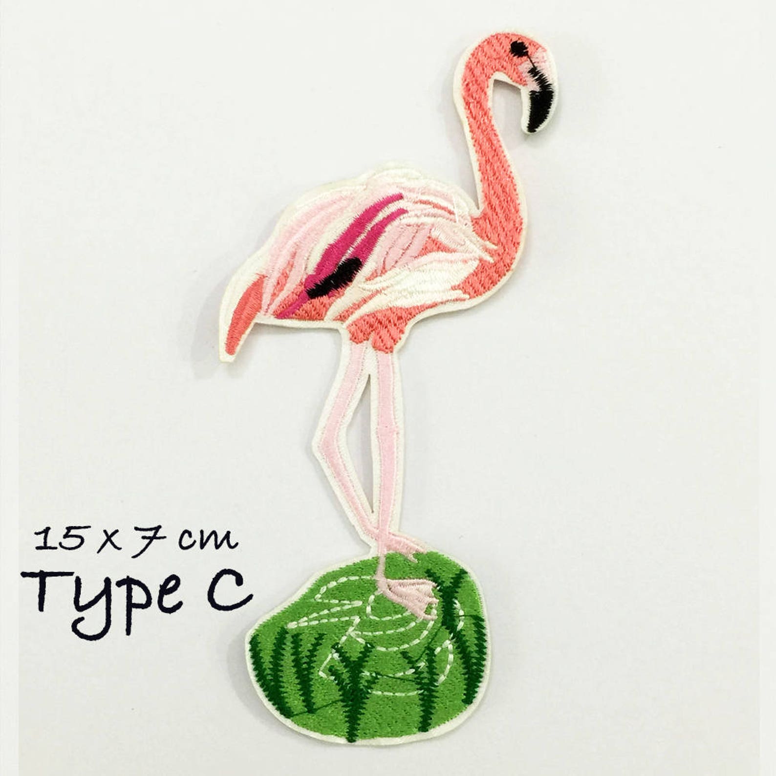 Pink Flamingos Patch Tropical Birds Mates Embroidered - Etsy
