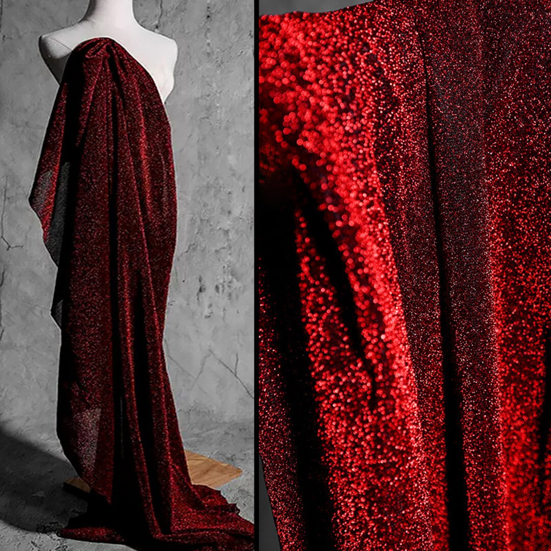 Ruby Stretchy Translucent Glitter Fabric - Etsy