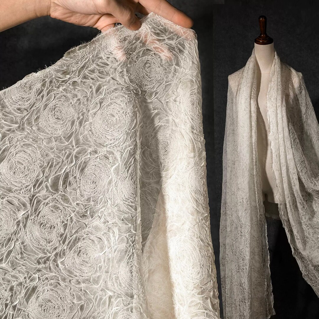Rose Embossed Pleats Transparent Lace Mesh - Etsy