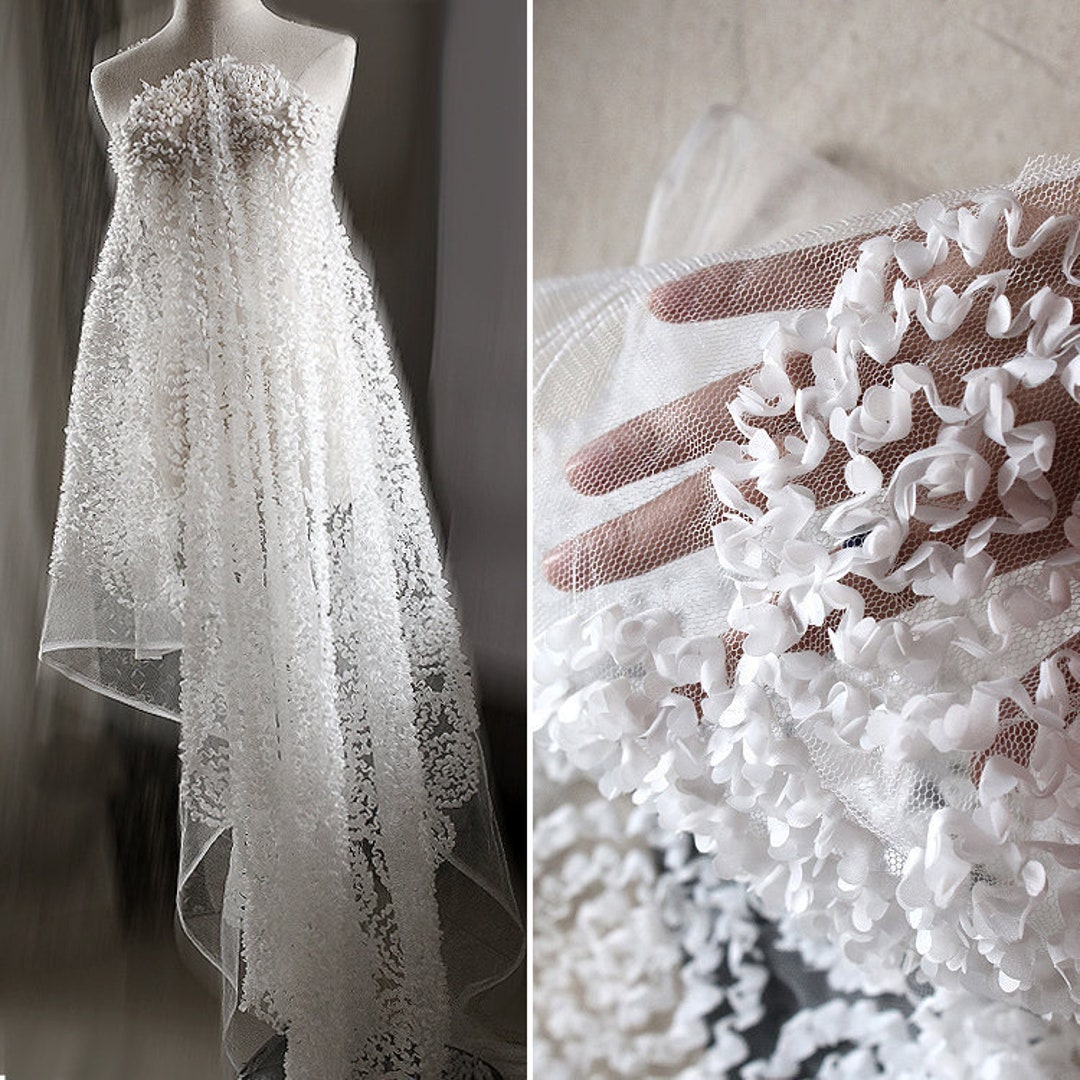Floral Embroidery Wedding Gown Lace Fabricheavy Embroidered - Etsy