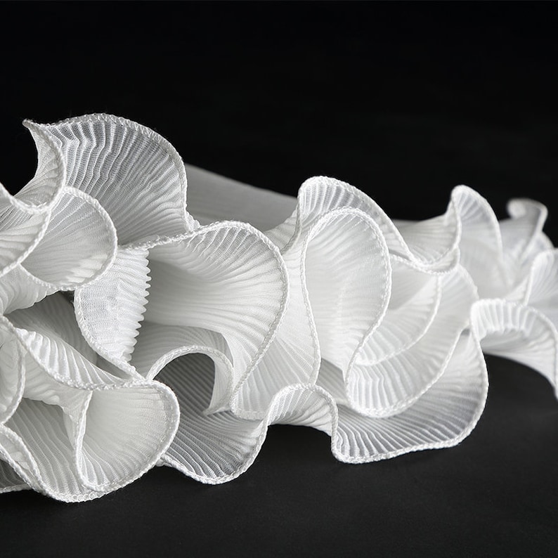 Pleated Wave Flounce Lace Fabric Black / White 1 Meter - Etsy