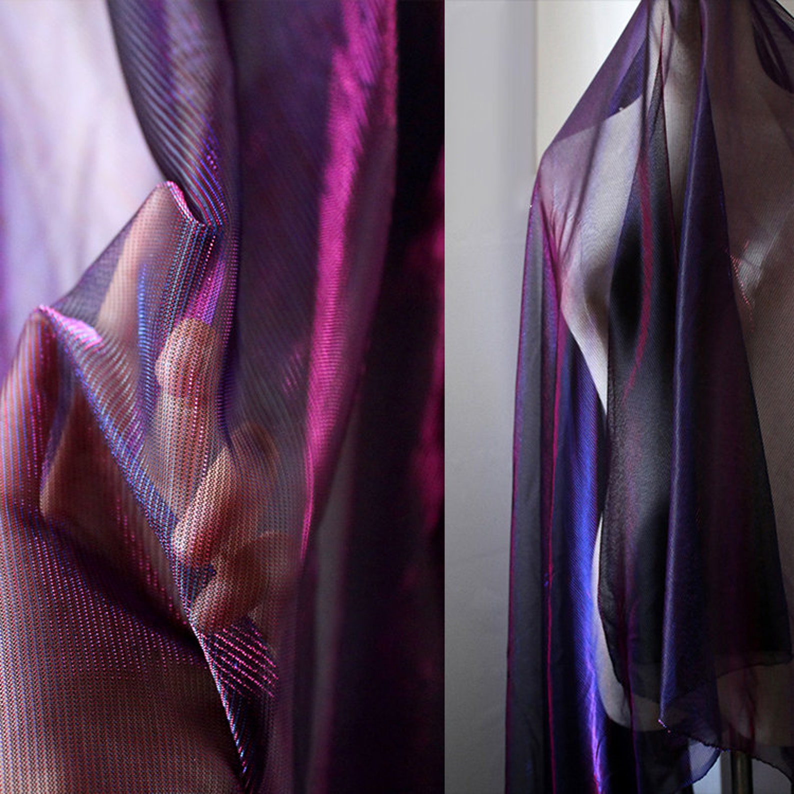 Holographic Laser Polyester Fabric Perspective Mesh Illusion | Etsy