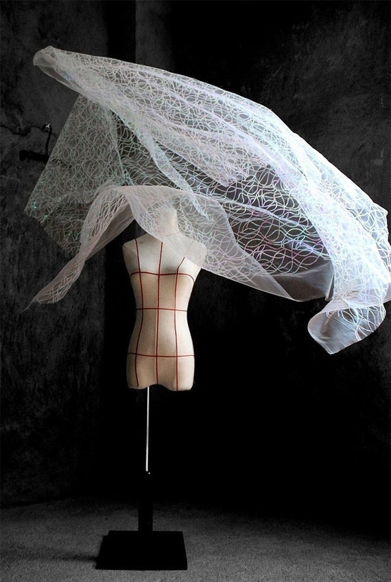 Symphony Curved Sequin Translucent Mesh Lace Fabric | Etsy