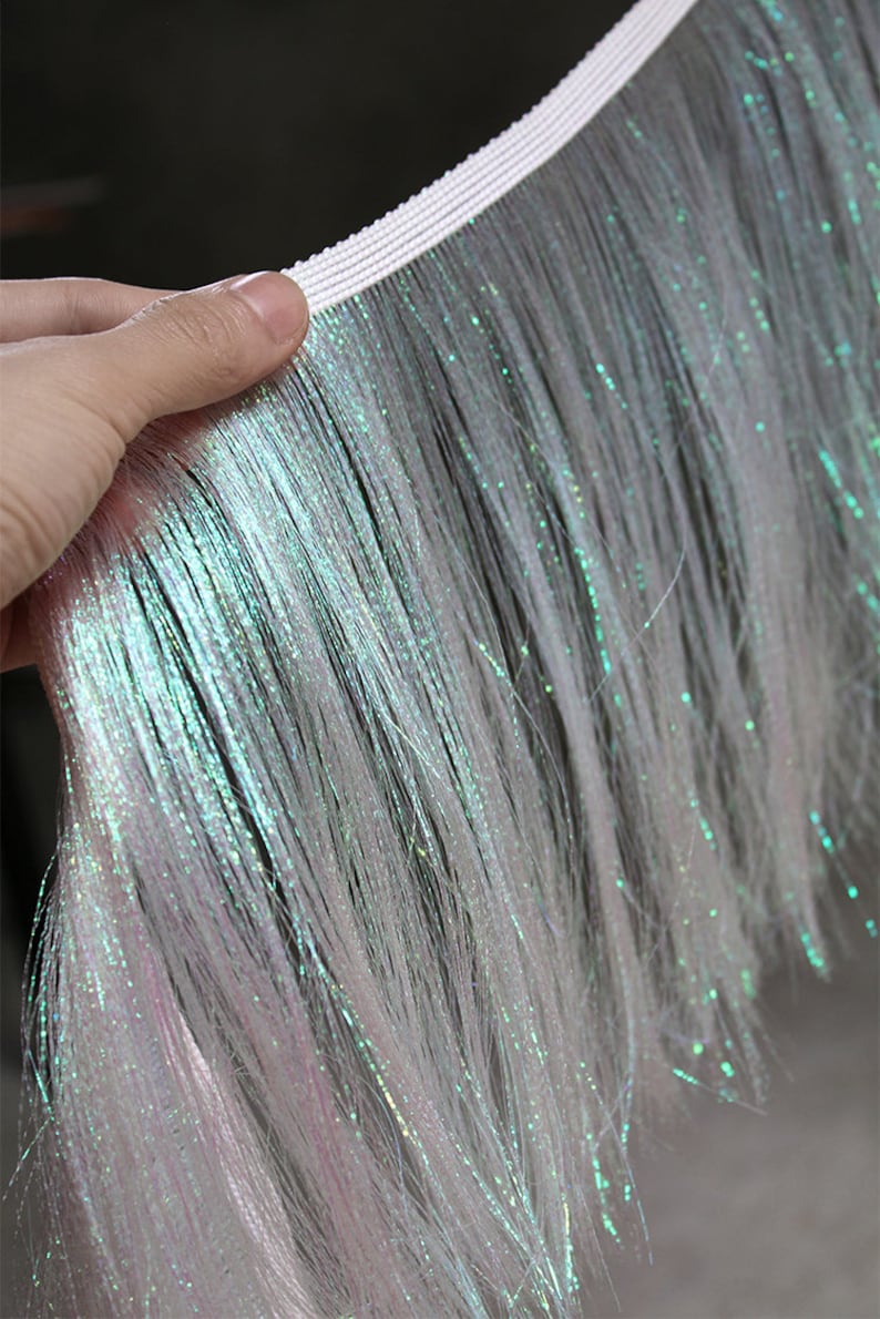 Symphony Reflective Tassel Lace Fabric | Etsy