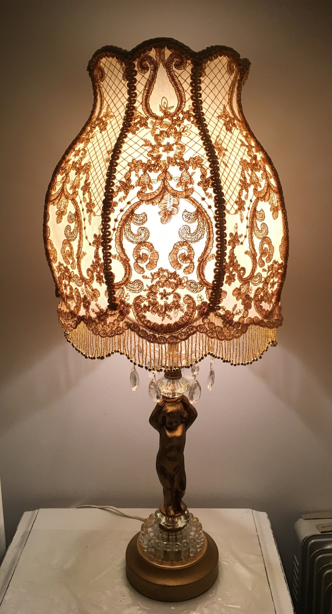 Wonderful Gold Lace Victorian, Vintage Style Lamp Shade for Table Lamp ...