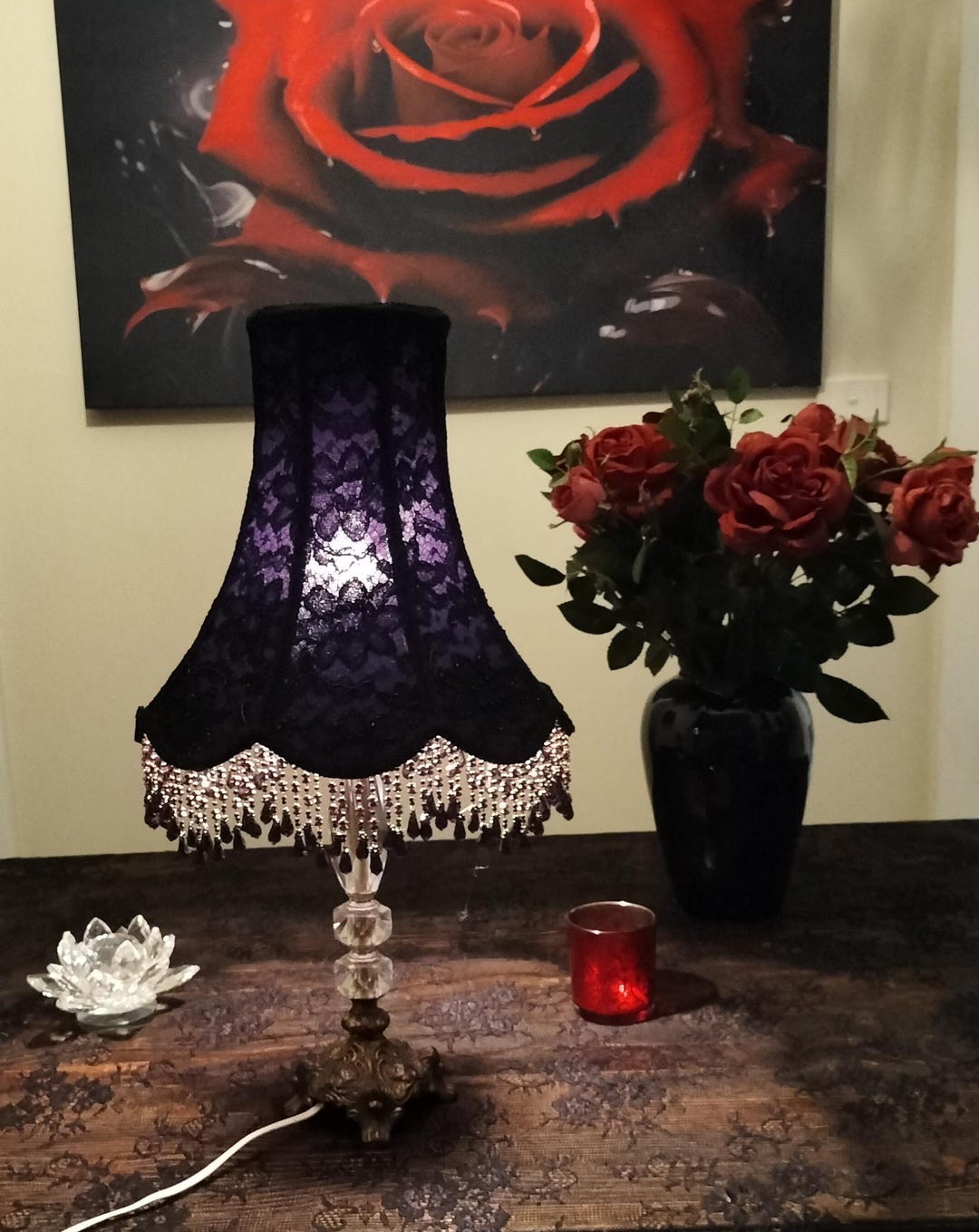 Great Lace Vintage Victorian Goth Style Lampshade for a Table Lamp Hand ...