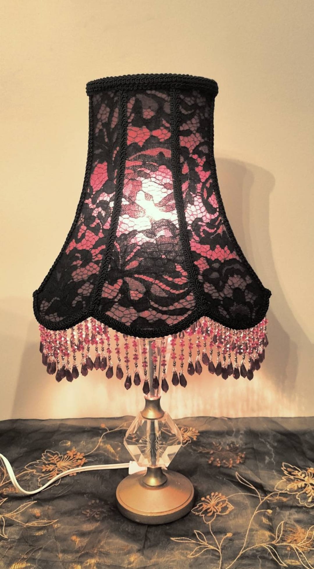Great Lace Vintage Victorian Style Lampshade for a Table Lamp Hand Made ...