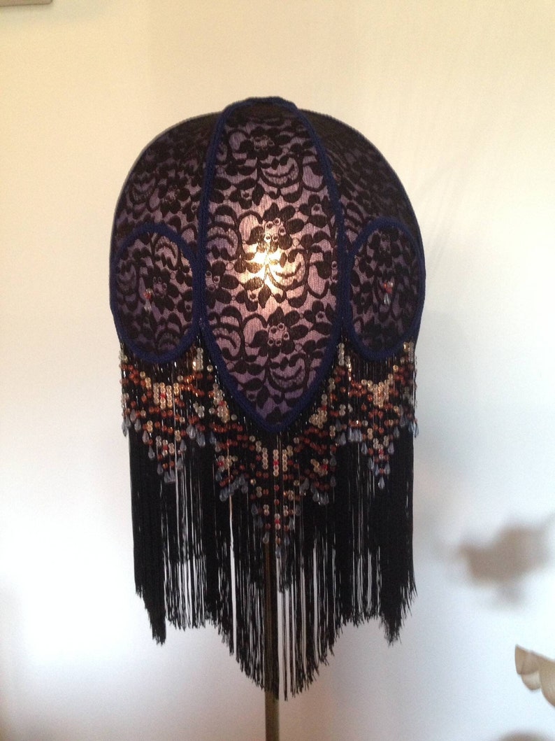 Lampshade /amazing Blueblack /lace Fabric/ Vintage /boho Style/ Floor ...
