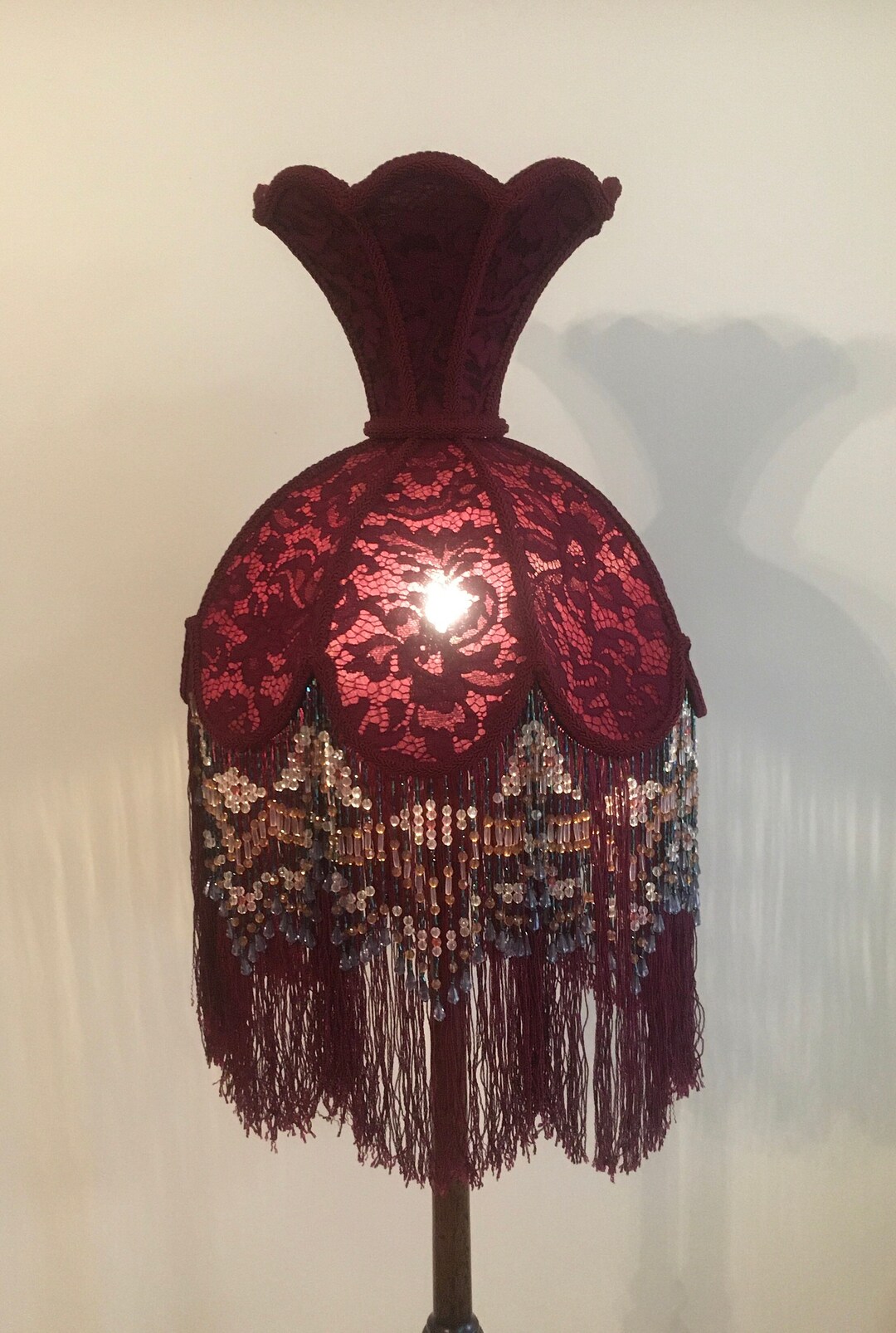 Fantastic Lace Wine Colored Vintage Victorian Style Shade for - Etsy
