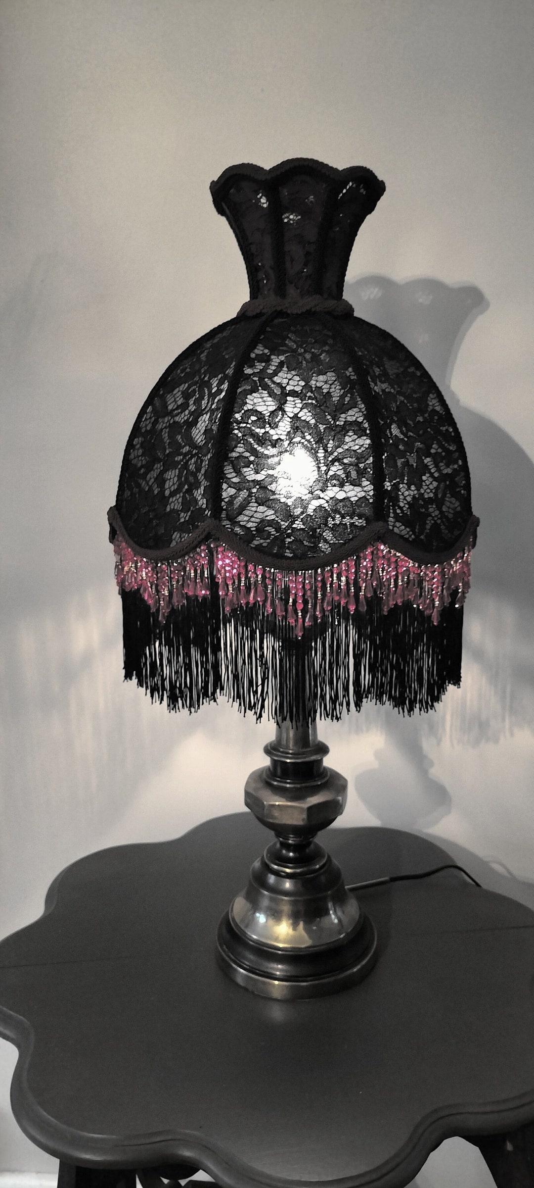 Amazing Vintage Black Victorian Goth Style Lace Floor or Table Lamp ...