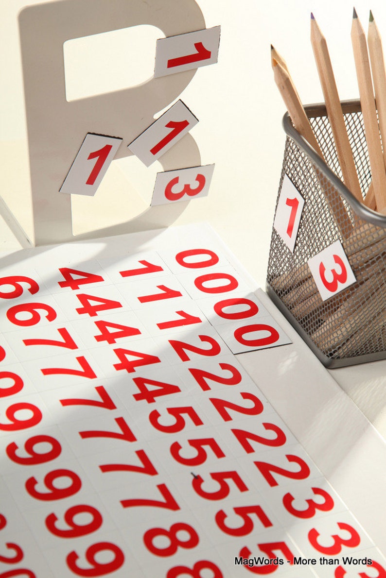 Magnetic Numbers on the Fridge, Magnets, RED Magnetic Digits, Magwords ...