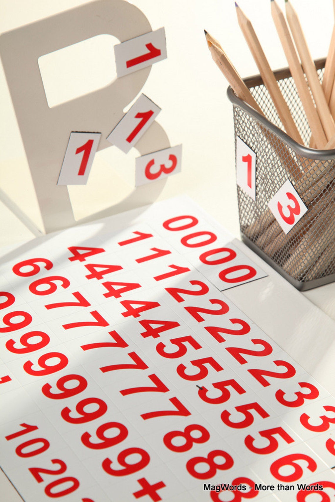 Magnetic Numbers on the Fridge, Magnets, RED Magnetic Digits, Magwords ...
