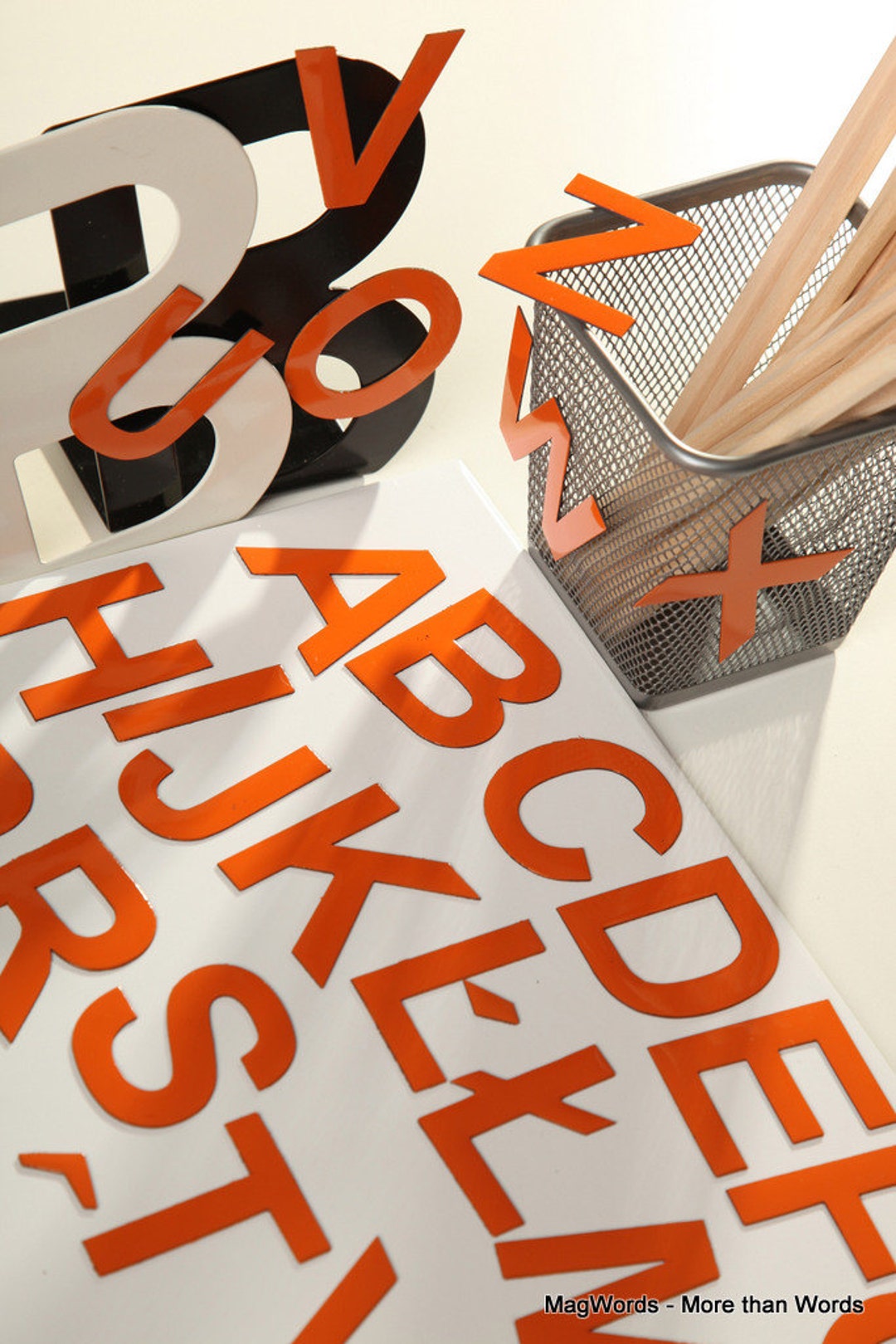 Capital Magnetic Letters for Kindergarten, ORANGE Alphabet for Learning ...