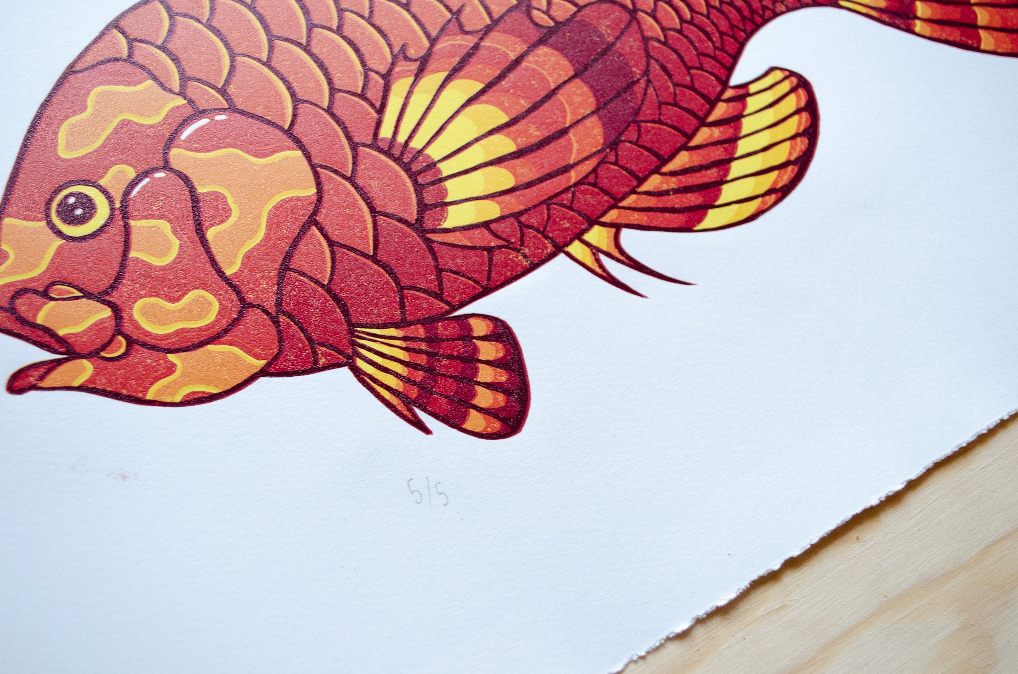 Sunset Fish Print Linocut Print Gallery Wall Art Lino Art Print ...