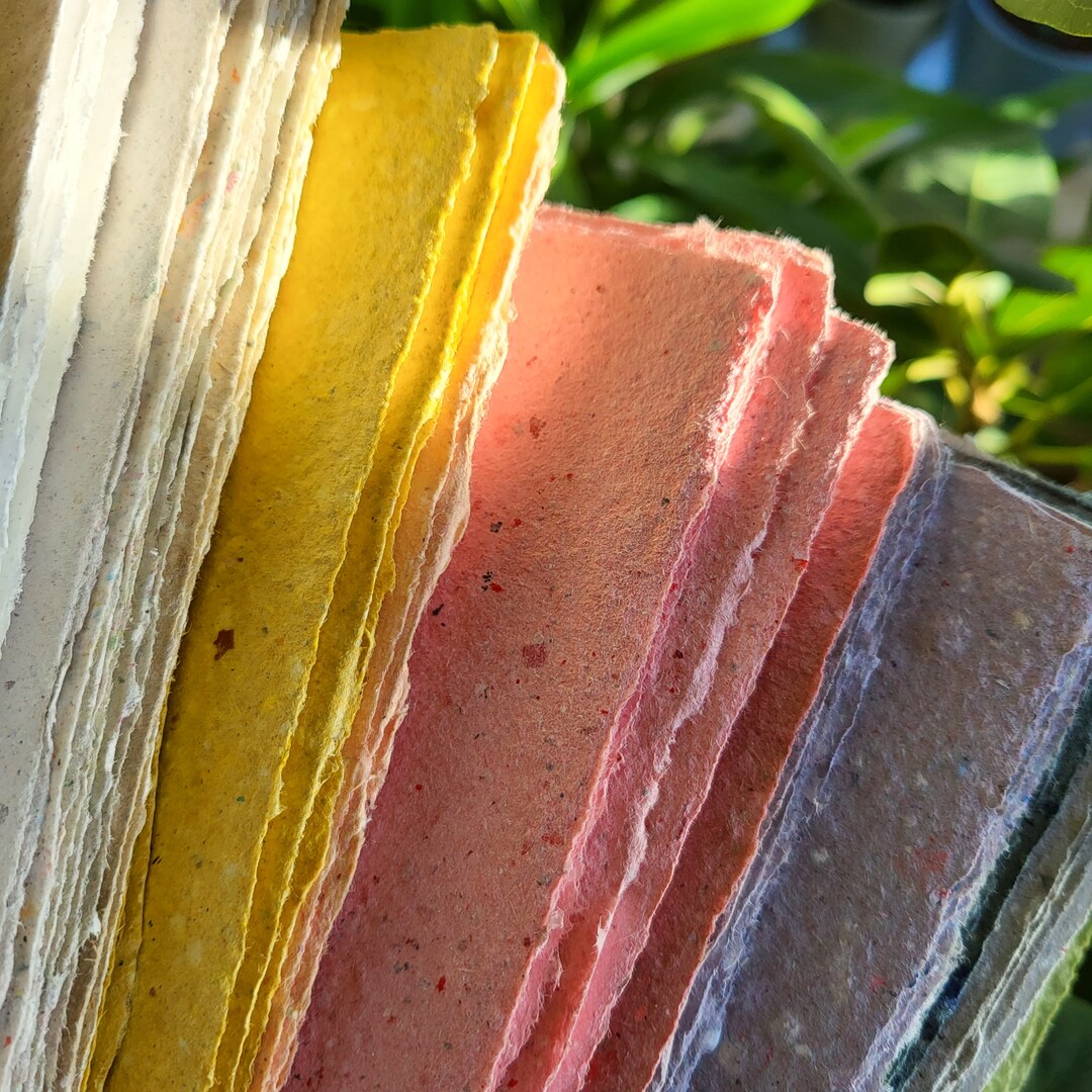 Handmade A4 Paper - 5 Sheets - Eco Friendly Recycled Upcycled Textured ...