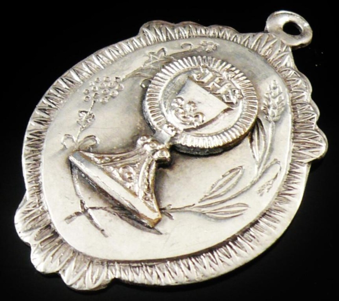Irish Sterling Silver Religious Fob Pendant, Jesus Hominum Salvator ...