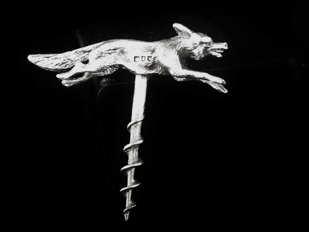 Sterling Silver Corkscrew, Running Fox, Novelty, English, Bottle ...