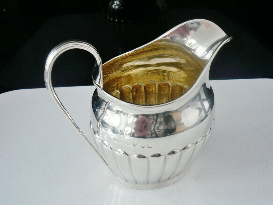 Silver Cream Jug, Sterling, CRESTED, Semi Fluted, Victorian, Antique ...