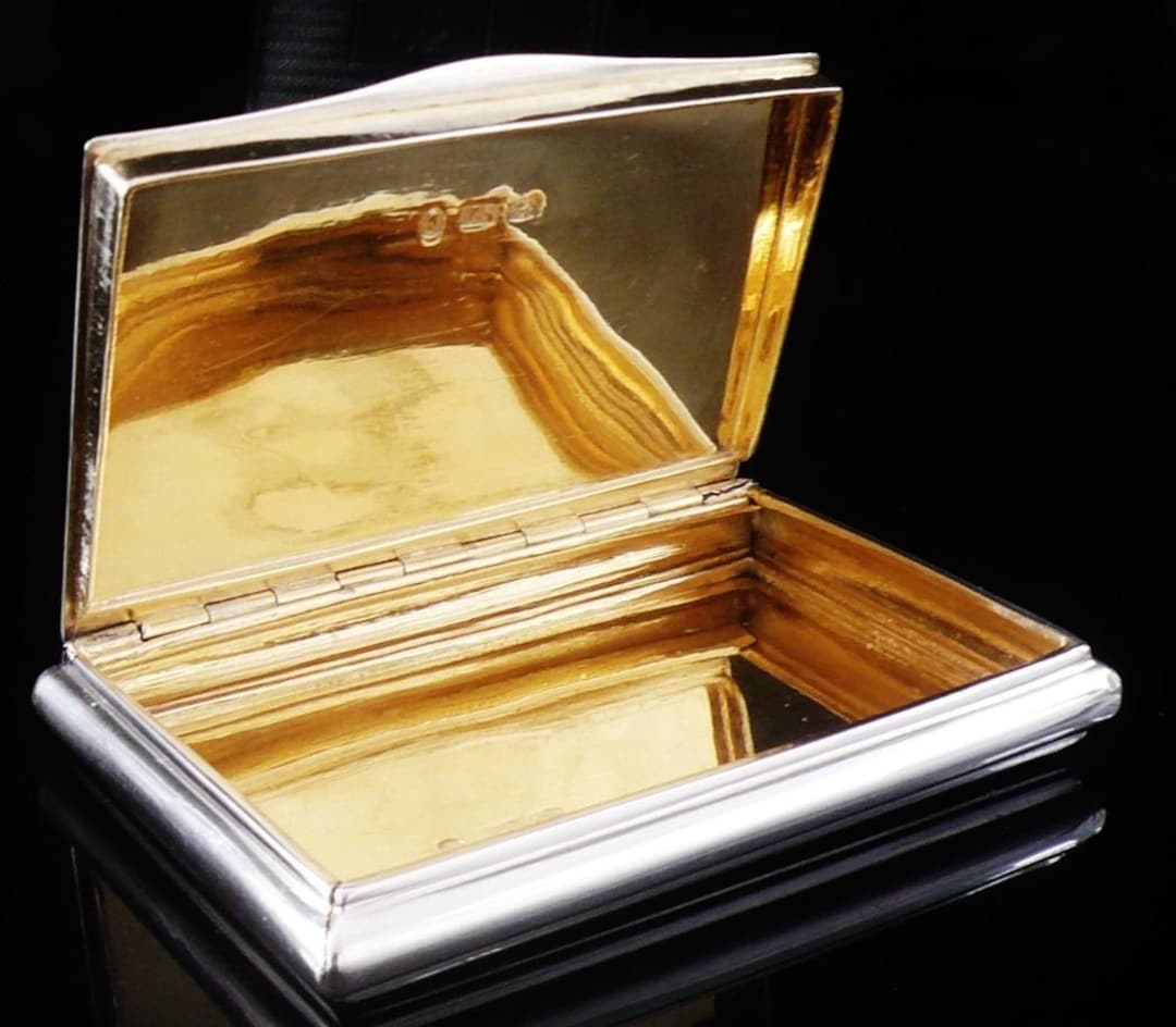 Immaculate Sterling Silver Card Case, English, Antique, Business, Gilt ...