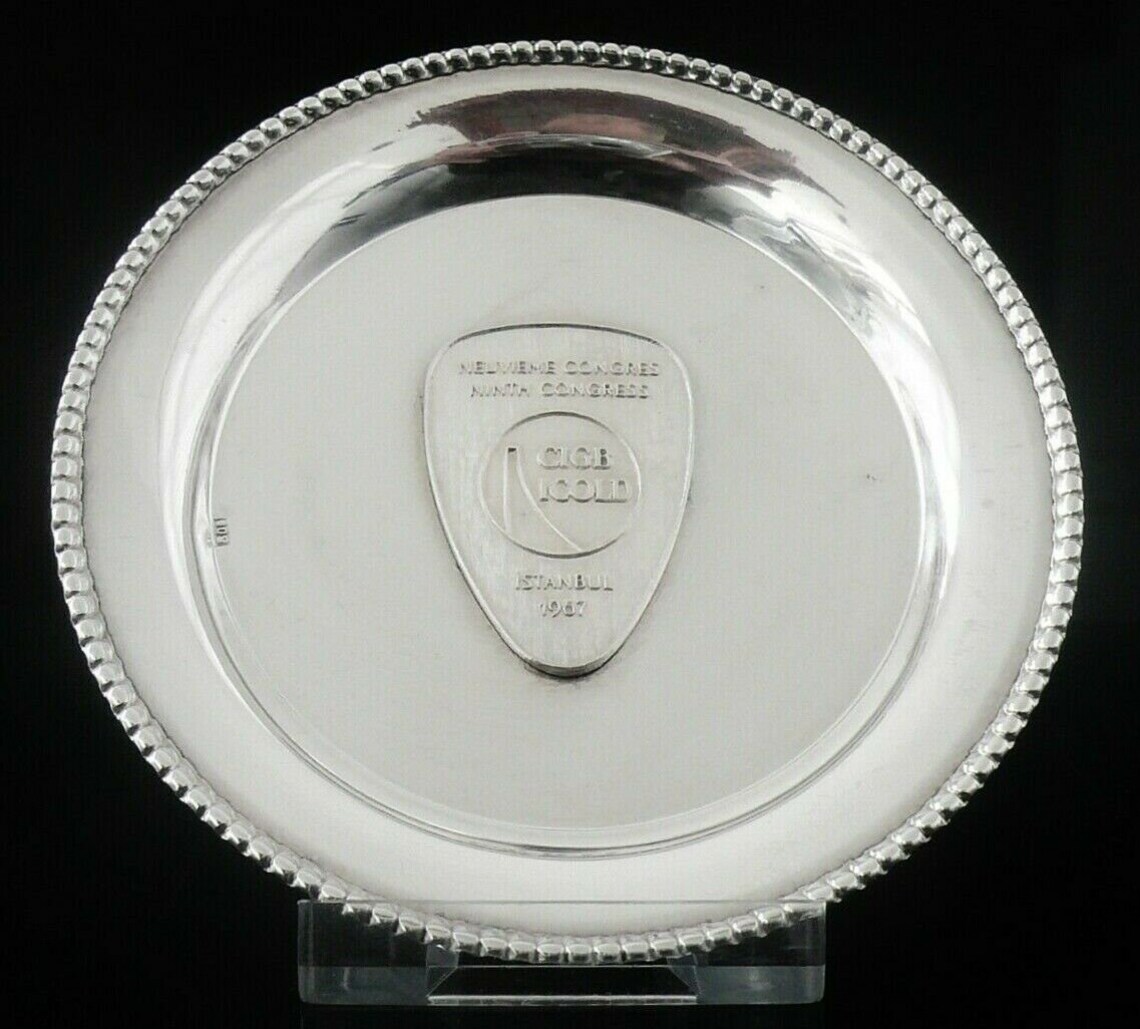 Silver Pin Tray Dish, CIGB ICOLD, Istanbul 1967 Ninth Congress, 800/ ...