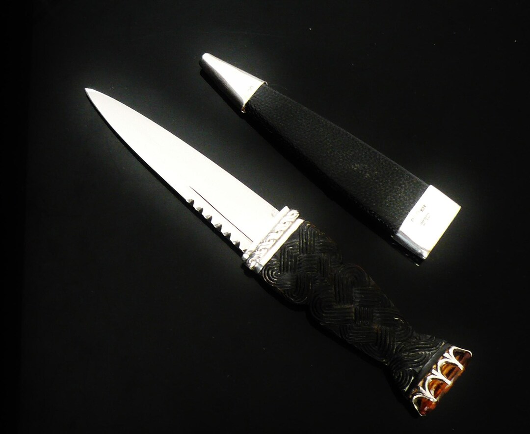 Scottish Silver Mounted Sgian Dubh, Skean Dhu, Stone Set, Vintage, Kilt ...