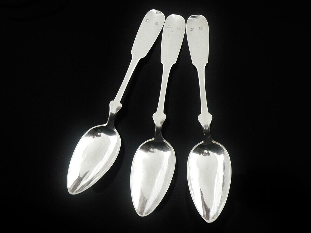 3 Silver Serving Spoons, Table, Austrian, Cutlery, Tableware, Antique ...