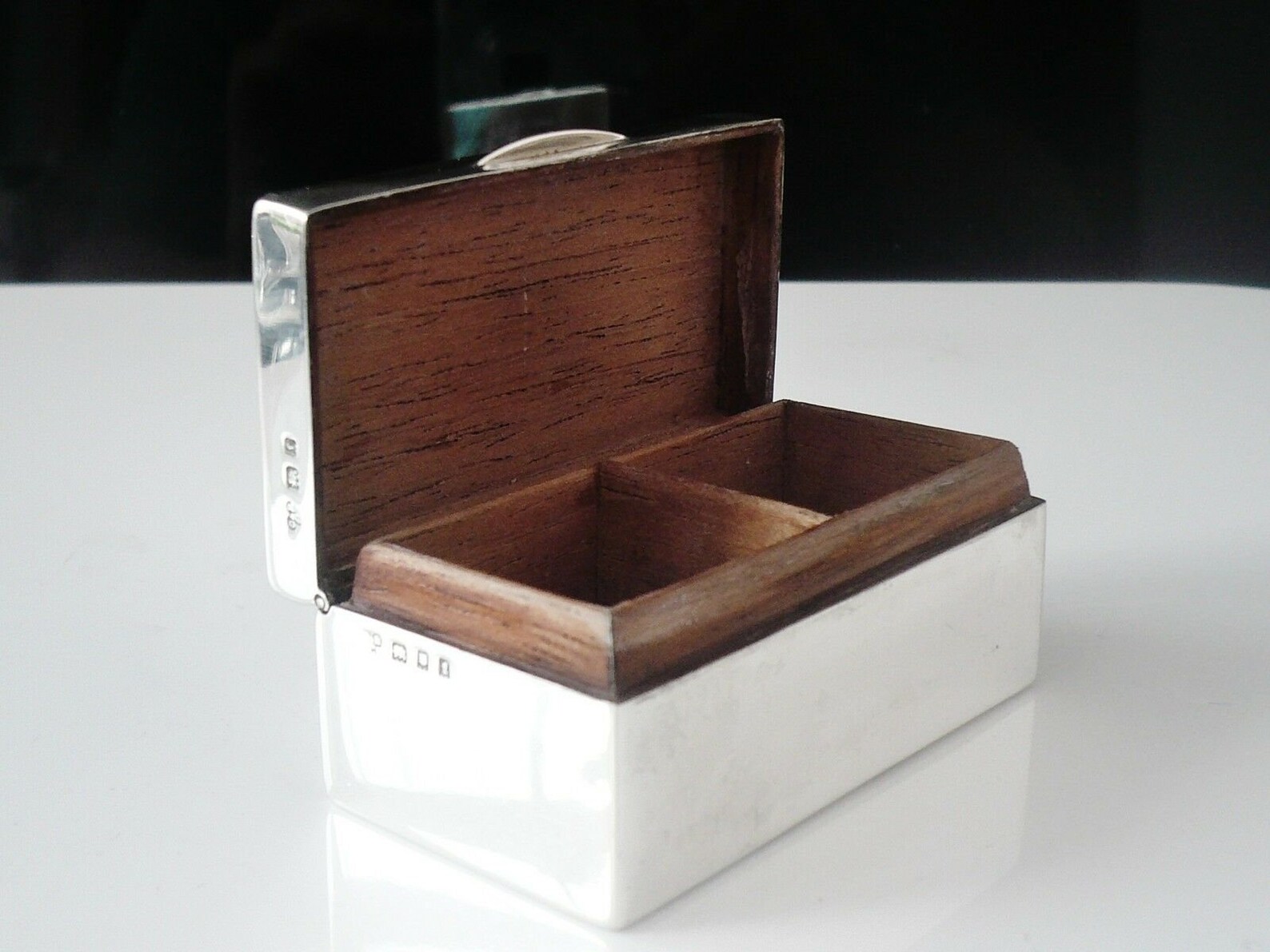 Silver Stamp Box Double Compartment Sterling English - Etsy UK