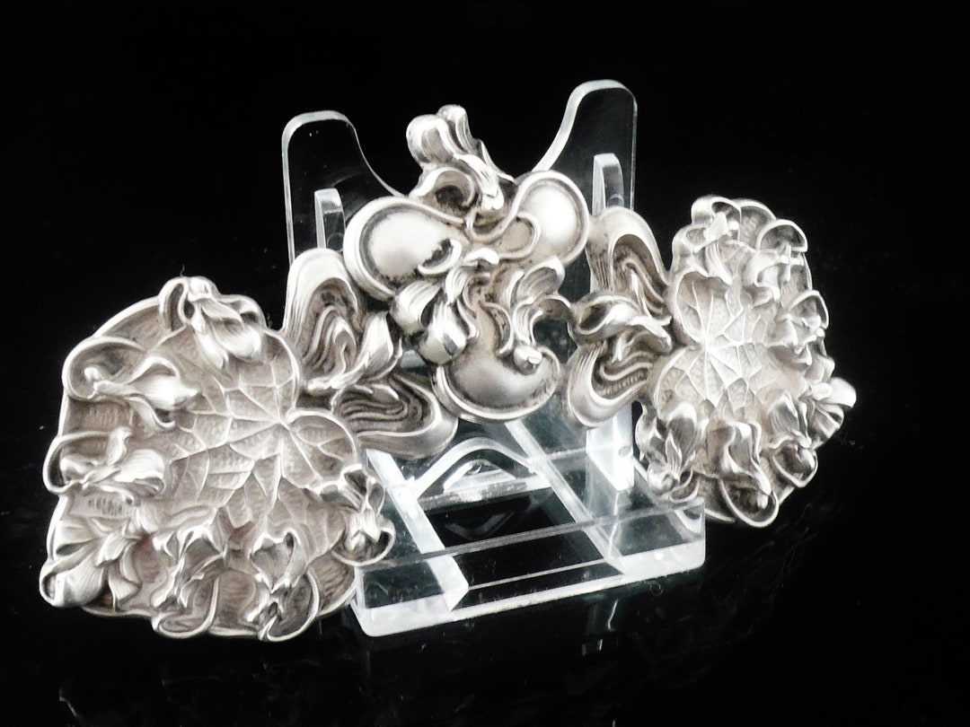 Sterling Silver Double Belt Buckle, Art Nouveau, American, Antique ...