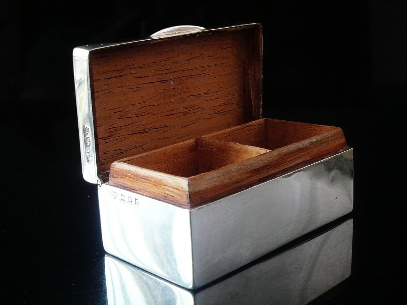 Silver Stamp Box Double Compartment Sterling English - Etsy UK