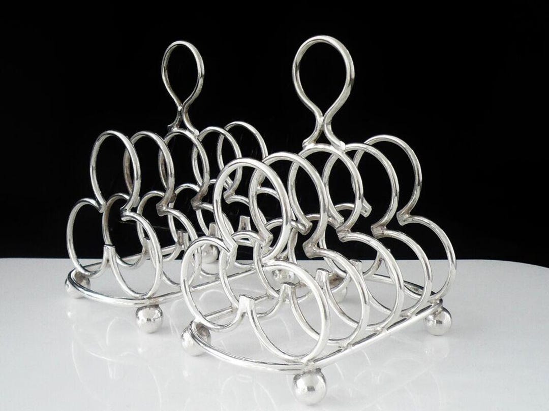 Pair Heavy Sterling Silver Toast Racks, 3 Leaf Clover Design, Antique ...