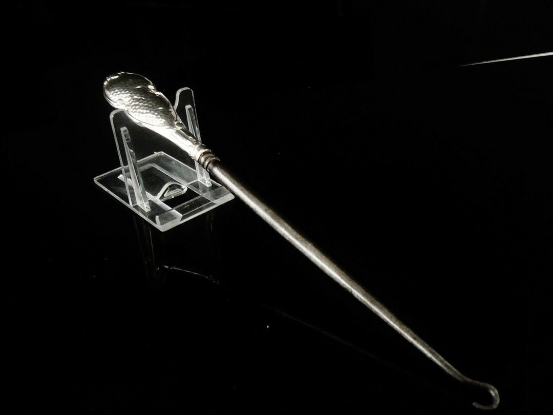 Silver Button Hook, Antique, Sterling, English, Fastener, Buttoner ...
