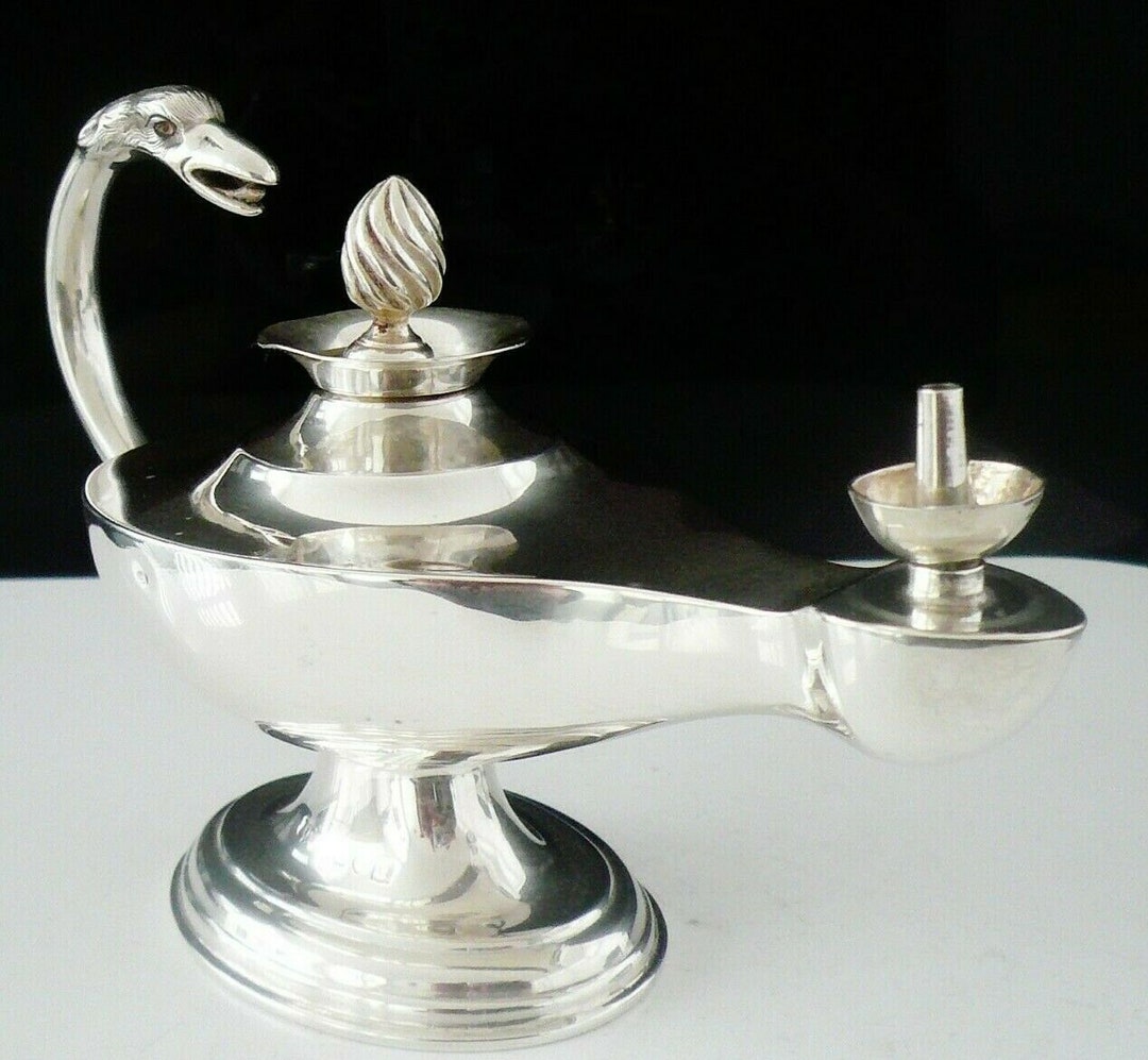Silver Table Lighter, Aladdin's Lamp, Antique, Sterling, Tobacciana ...