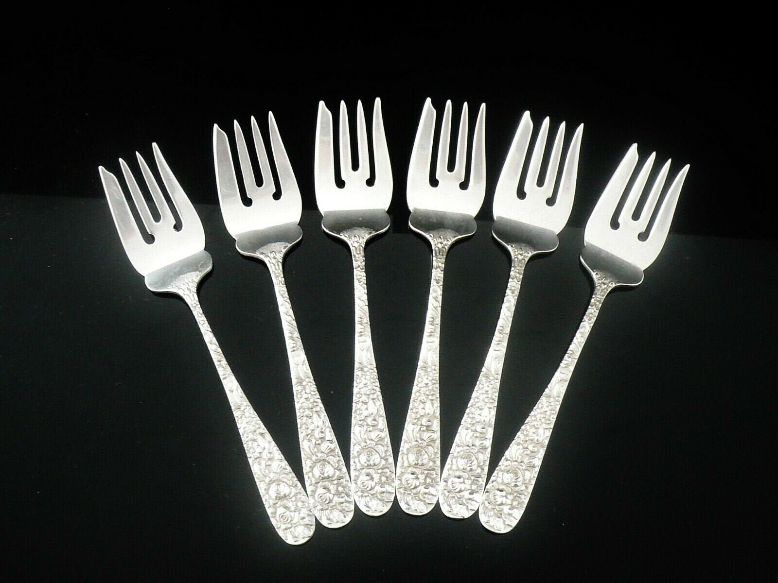 Silver Salad Forks Set 6 Sterling ROSE Pattern Monogram - Etsy UK