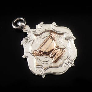 Sterling Silver Gold Pocket Watch Fob Medal, Vintage, English, Award ...