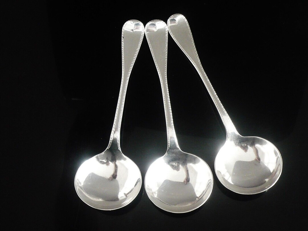 Silver Soup Spoons, 3, Sterling, Converted, English, Tableware, Cutlery ...
