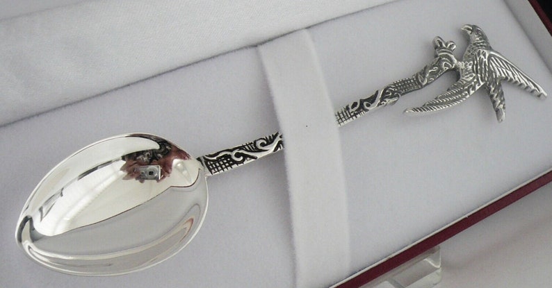 Sterling Silver Parrot Christening Spoon, New, Cased, Tableware ...