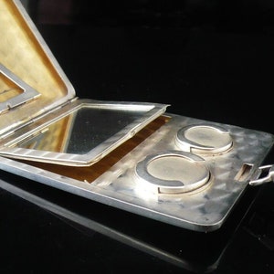 Art Deco Sterling Silver 14K Gold Coin, Note Holder & Mirror, American ...