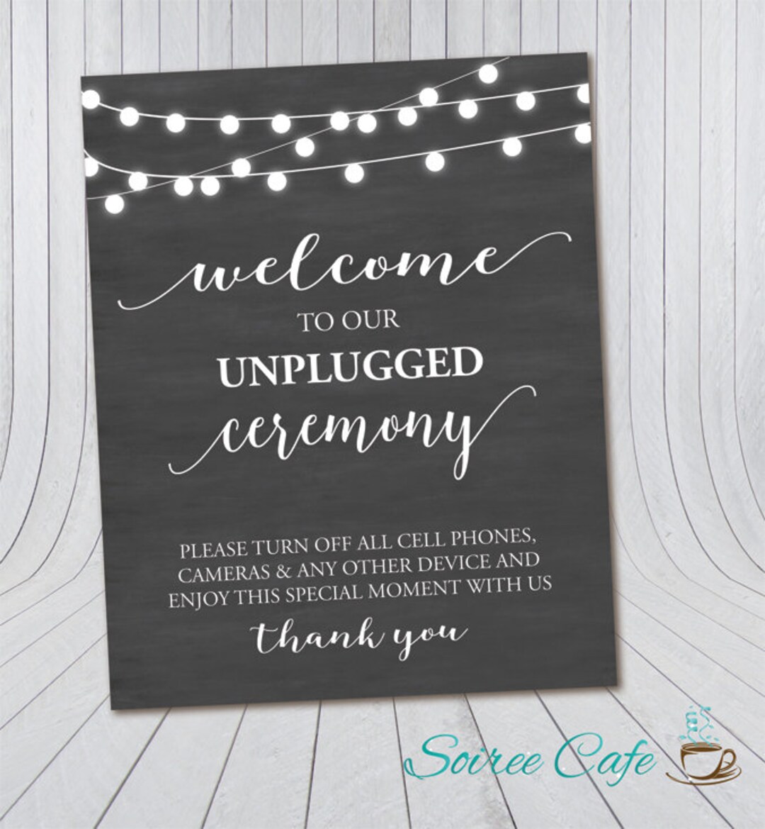 Unplugged Wedding Sign - Unplugged Ceremony Sign - Vertical Chalkboard ...