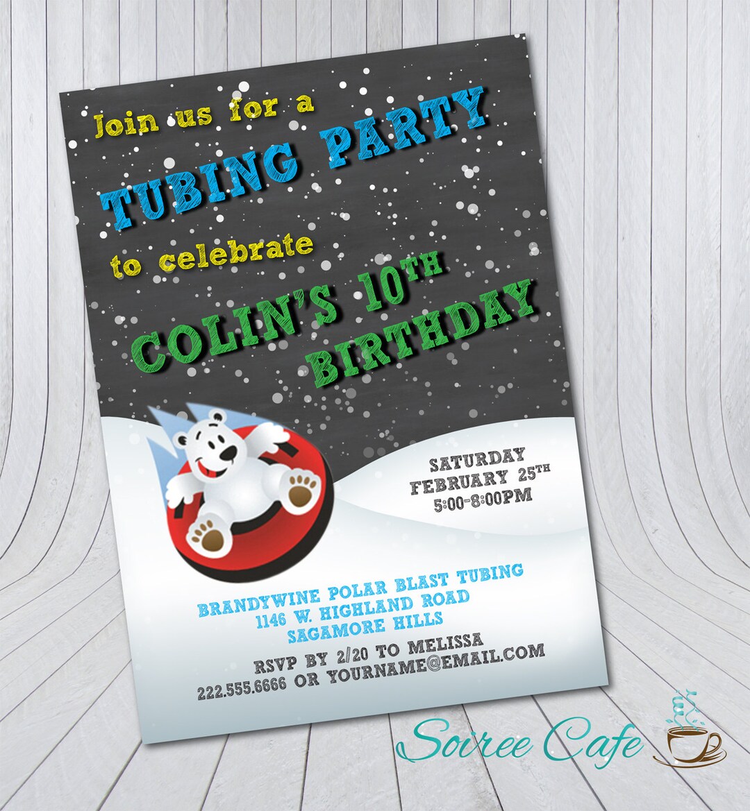 Snow Tubing Birthday Invitation, Tubing Party Birthday, 5x7, 7 X 5 ...