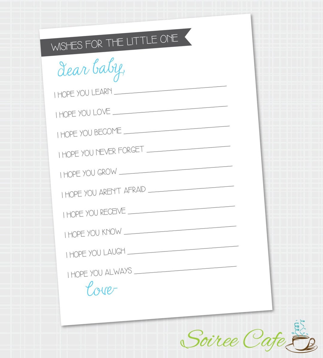 Baby Wishes Card, Note to Baby, Baby Shower Note Card, Wishes for Baby ...