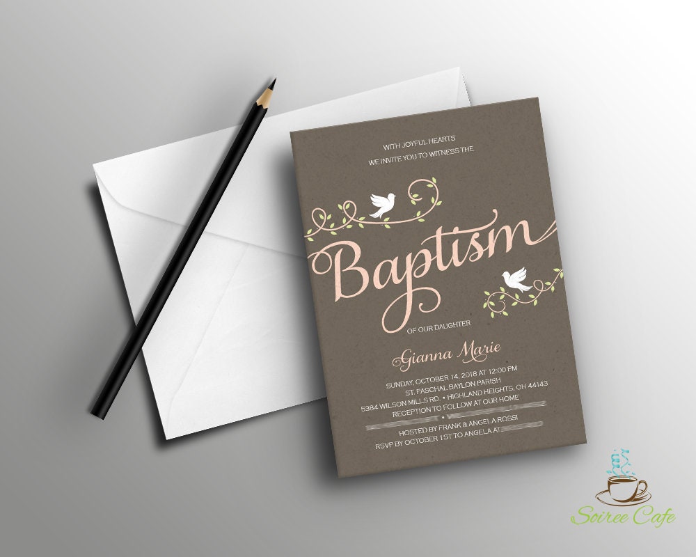 Baptism Invitation Baptism Party Invite Branches Baptism - Etsy