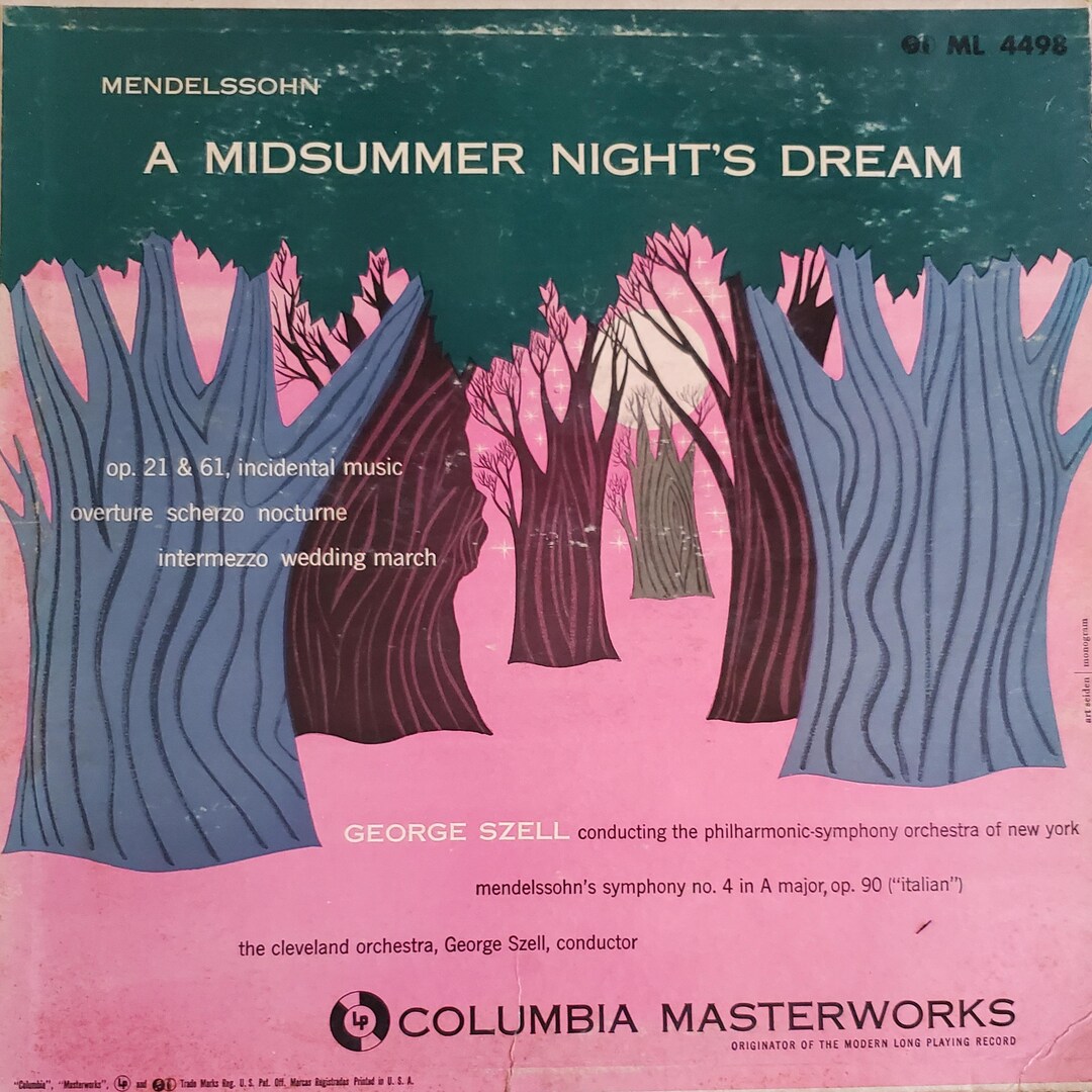 A Midsummer Night's Dream, Mendelssohn, Vintage Record Album, Vinyl LP ...