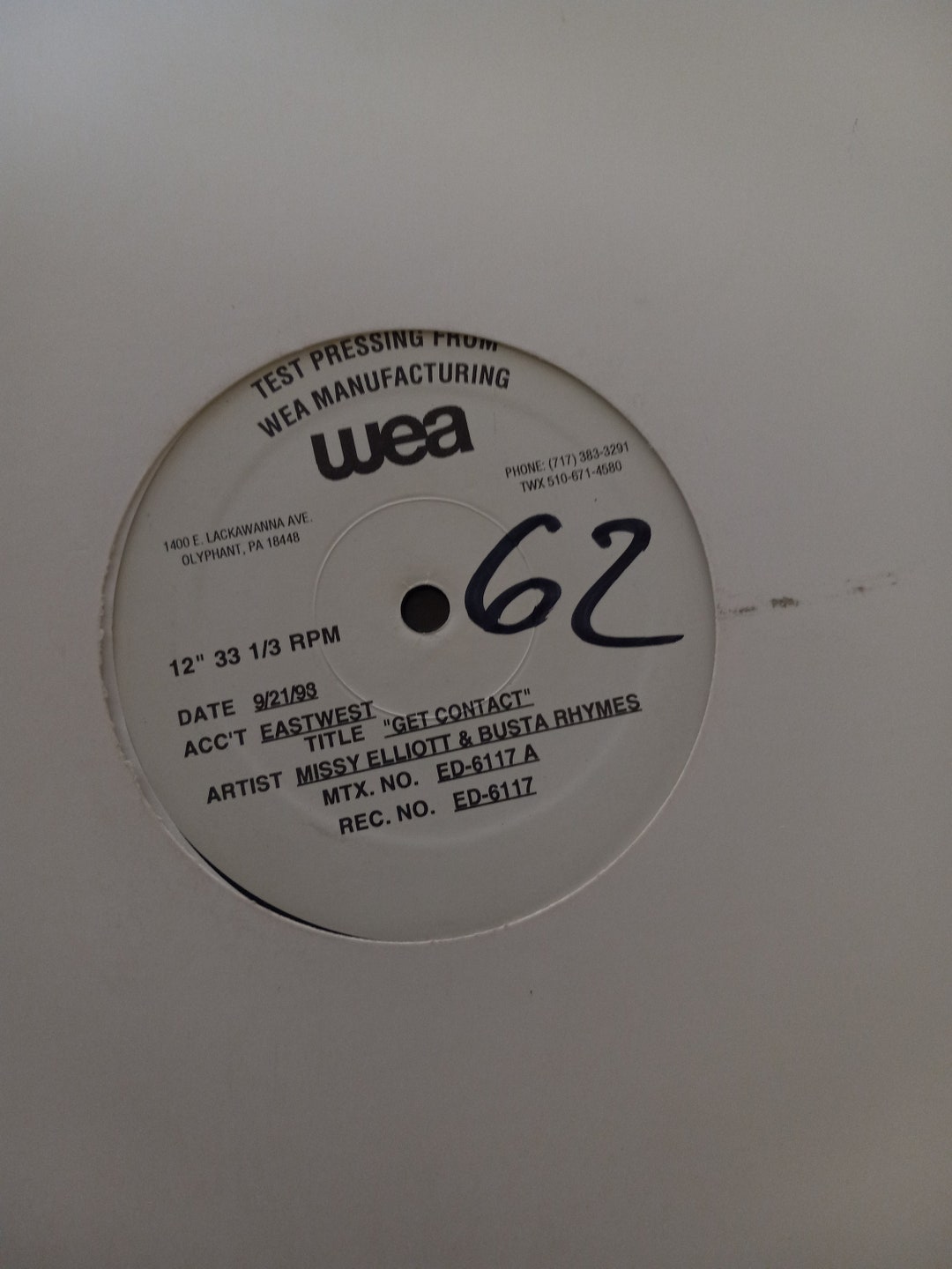 Missy Elliot, Busta Rhymes, Gina Thompson, WEA Manufacturing Test ...