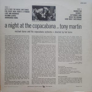 A Night at the Copacabana With Tony Martin, Vintage Vinyl Record Album ...