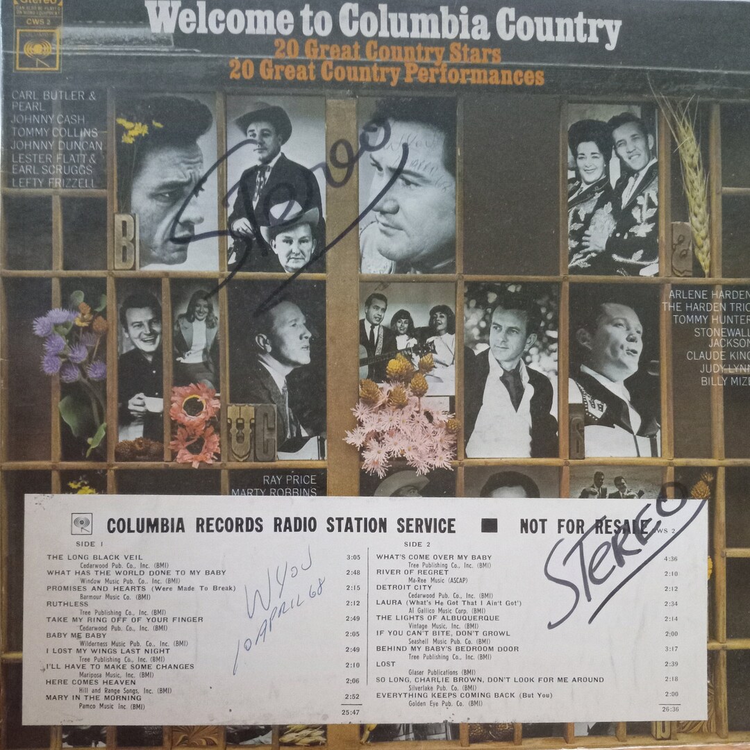 Welcome to Columbia Country, 20 Great Country Stars, Radio Promo Copy ...