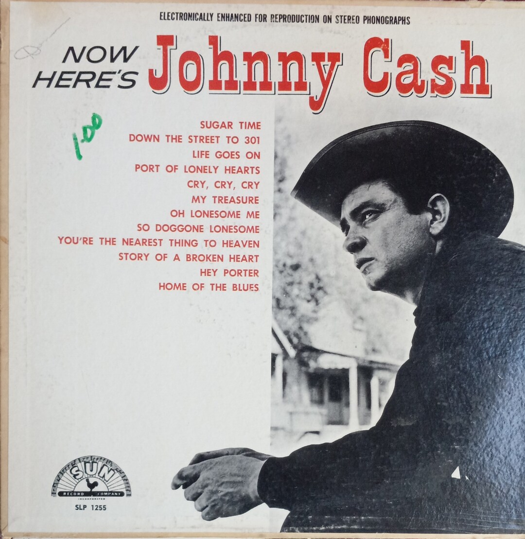 Johnny Cash, Now Here's Johnny Cash, Sun Record Label, Vintage Record ...