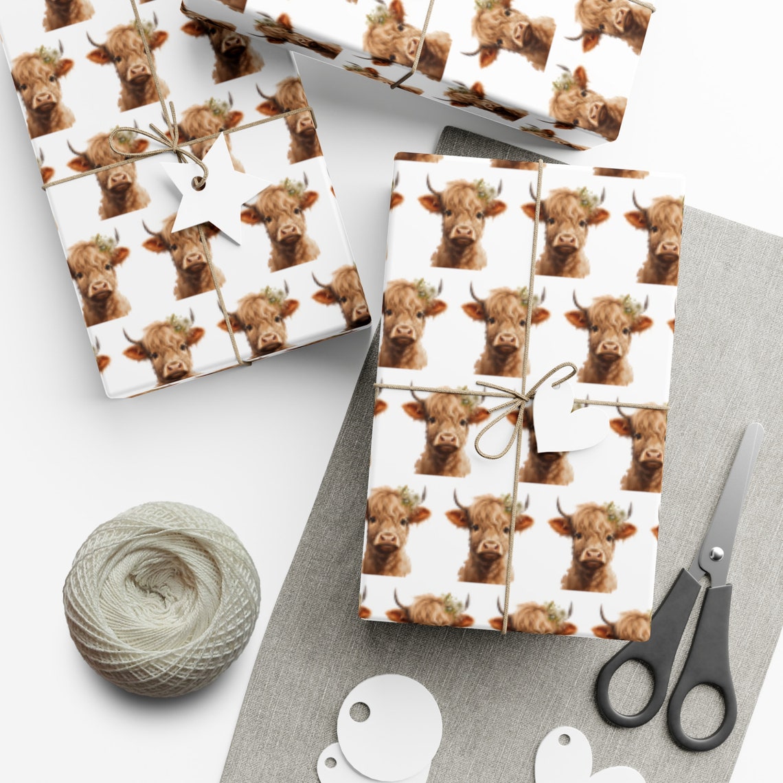 Highland Cow Wrapping Paper, Highlander Cow Gift Wrap, Farmhouse Gift ...