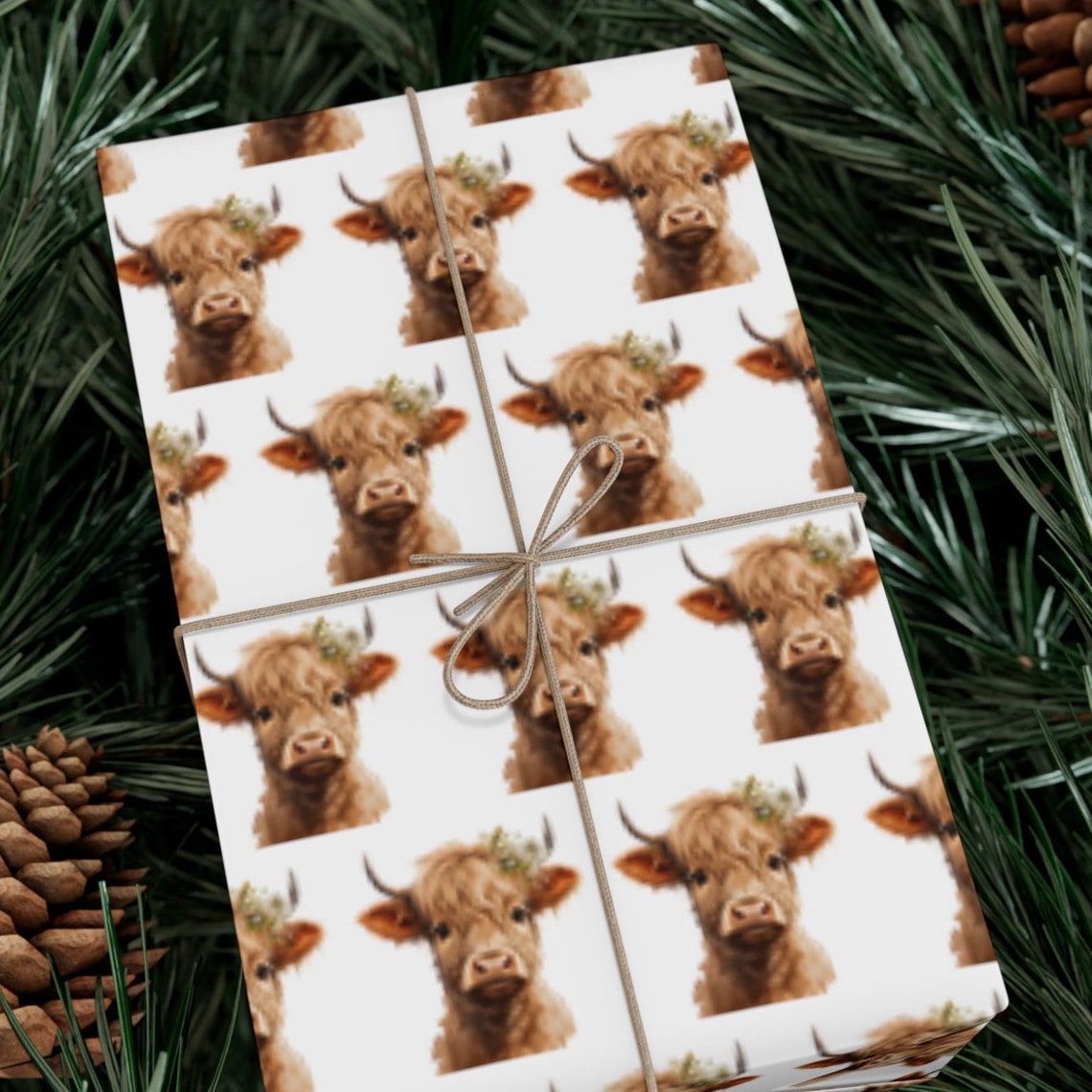 Highland Cow Wrapping Paper, Highlander Cow Gift Wrap, Farmhouse Gift ...