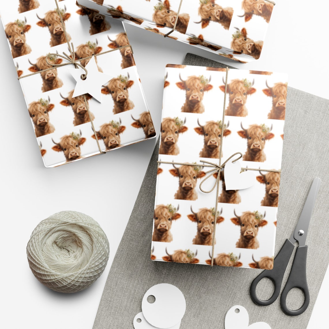 Highland Cow Wrapping Paper, Highlander Cow Gift Wrap, Farmhouse Gift ...